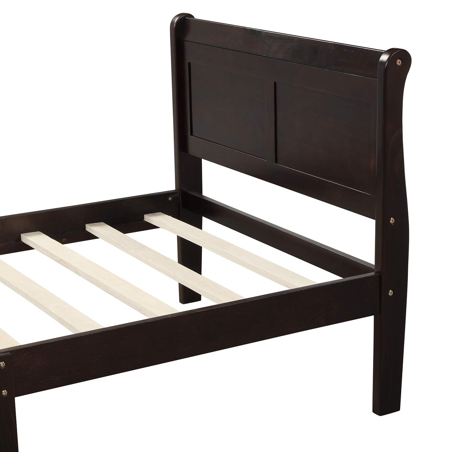 Harper & Bright Designs Twin Bed Frame with 4 Drawers,Wood Twin Bed with Storage, Twin Size Platform Bed with Streamlined Headboard & Footboard for Kids Girls Boys(Twin,Espresso)