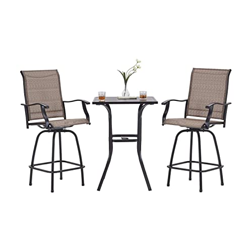 Outdoor Bar Stool Bistro Set, 3-Piece Patio Furniture Set, Patio Bistro Table and Bar Chairs