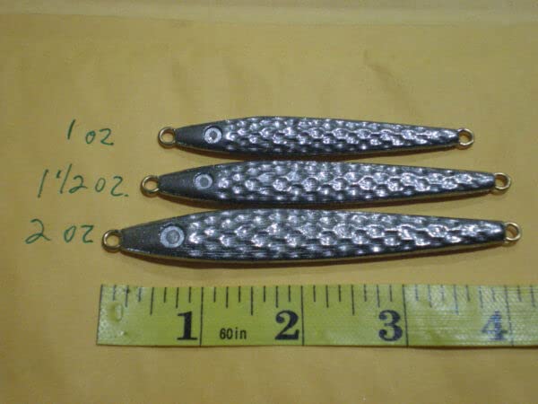 Fishing Tackle Lure 6 PCS Hammered Anchovy Fish JIG/Vertical/Lure Bait 2, 1-1/2, 1 OZ. 2 EA UNPAINT