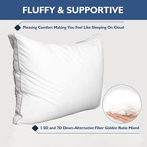 JICUSE Bed Pillows Standard Size Set of 2, Hotel Quality Standard Pillows 2 Pack for Sleeping with Soft Down Alternative Filling, Gusseted Bedding Pillow for Back, Stomach or Side Sleepers, 20" x 26"