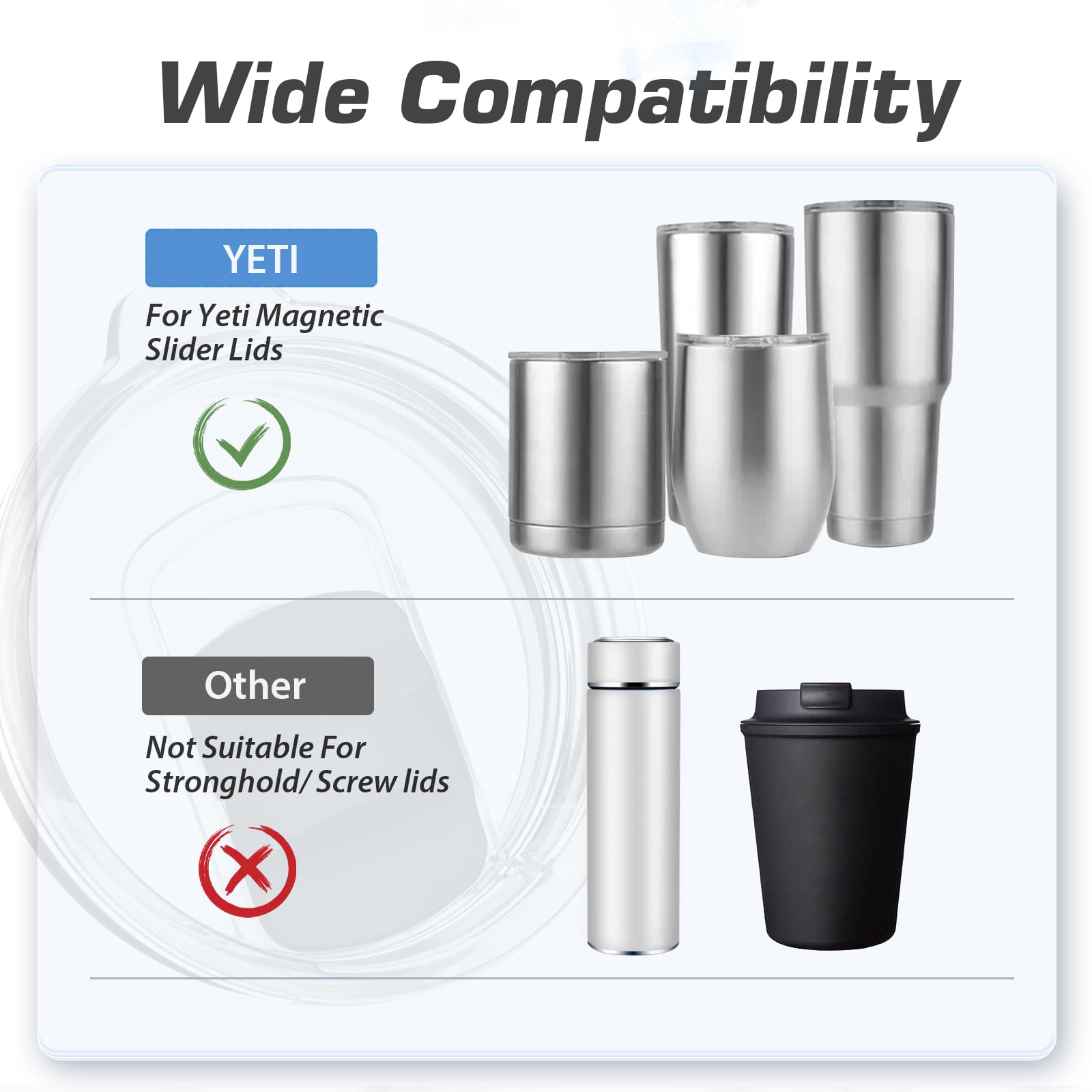 Magnetic Slider Replacement for Yeti, 3 PCS Tumbler Cup Lid Magnet Slider Block Compatible with Yeti Lids 10 oz, 14 oz, 16 oz, 20 oz, 26 oz, 30 oz