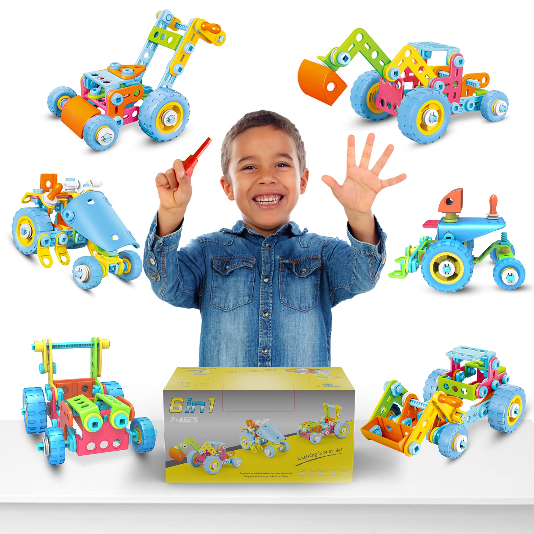 STEM Toys, Building Toys for Boys Age 7 8 9 10, 6IN1 Kids Building Kit, Educational Toys, Build and Play, Perfect for a Birthday Gift for Your Kid, Nephew, or Grandson