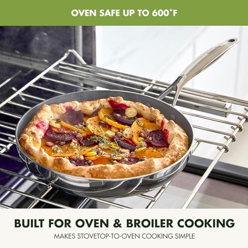 GreenPan Valencia Pro Tri-Ply Stainless Steel 8β and 10β Frying Pan Skillet Set, Healthy Ceramic Nonstick PFAS-Free PFOA-Free Coating, Multi Clad Cookware, Induction, Dishwasher Oven and Broiler Safe