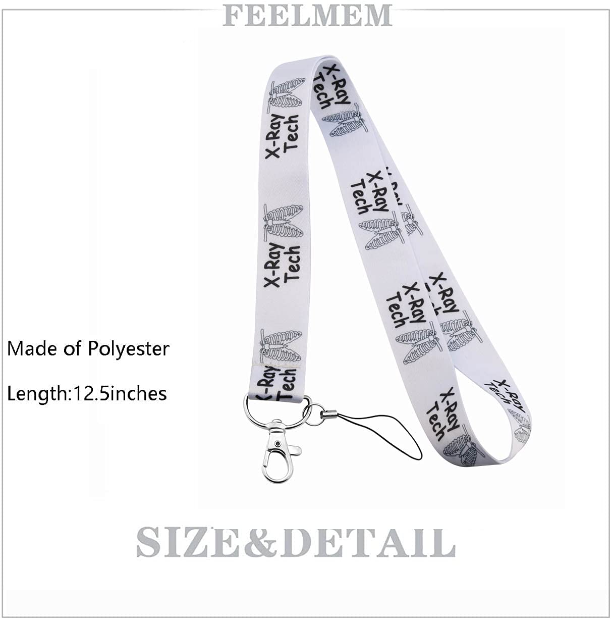 FEELMEM Radiology Tech Jewelry X-Ray Tech Lanyard Key Chain ID Card Holder Clip Medical Ultrasound Tech Gifts Radiologist Gift for X Ray Technician Radiographer (X-Ray Tech)