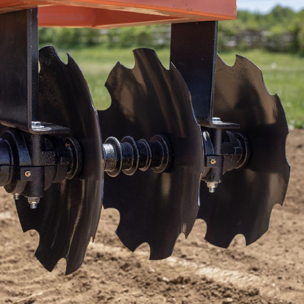 Titan Attachments 3 Point 6ft Notched Disc Harrow Plow Attachment for Cat 1 Tractors, Concave Discs for Tilling, Loosening and Lifting Soil
