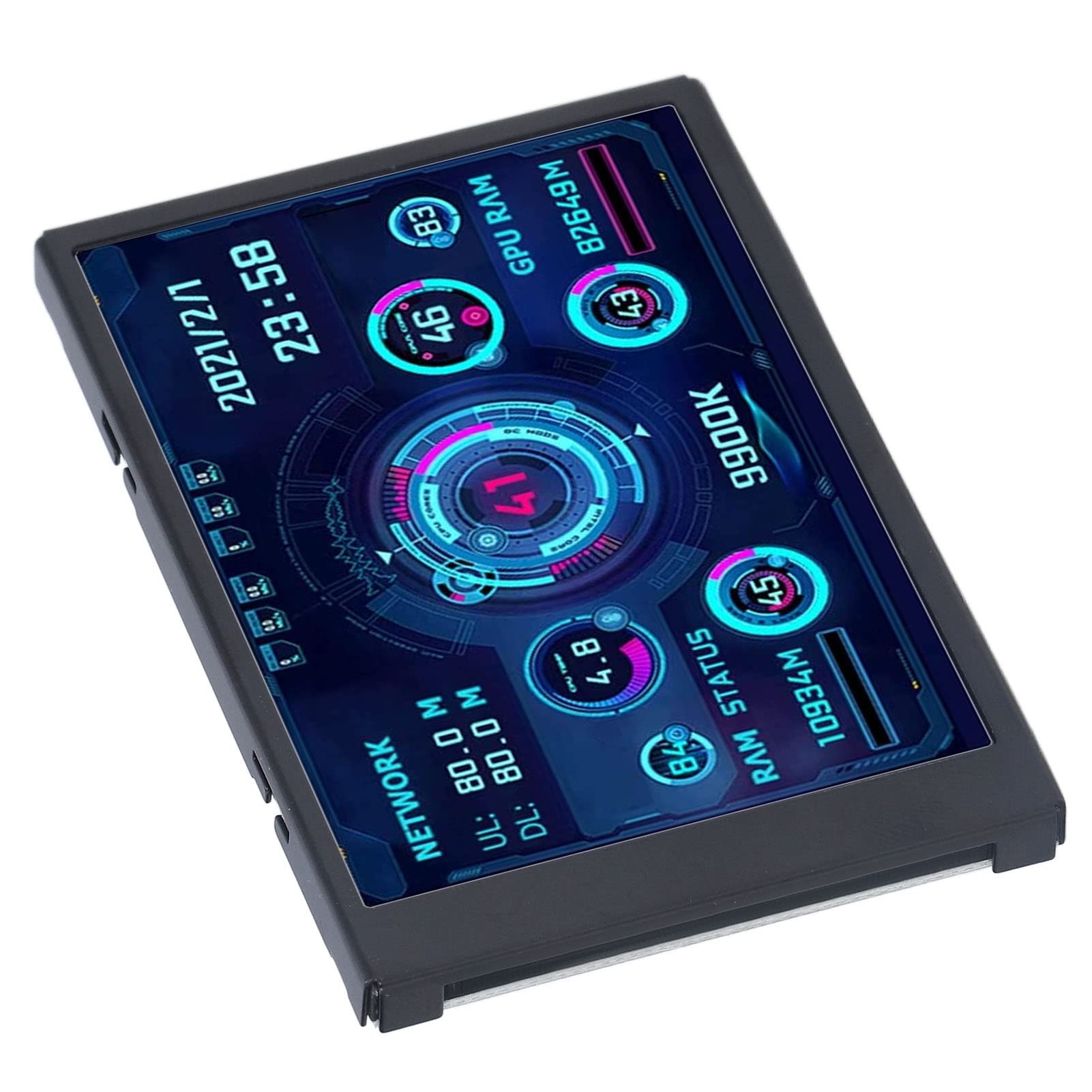 IPS Full View Angle Screen, USB Type C Interface Adjustable Brightness 360° Rotatable 3.5 Inch Monitor Set for ITX Mini Chassis (with Special Base)