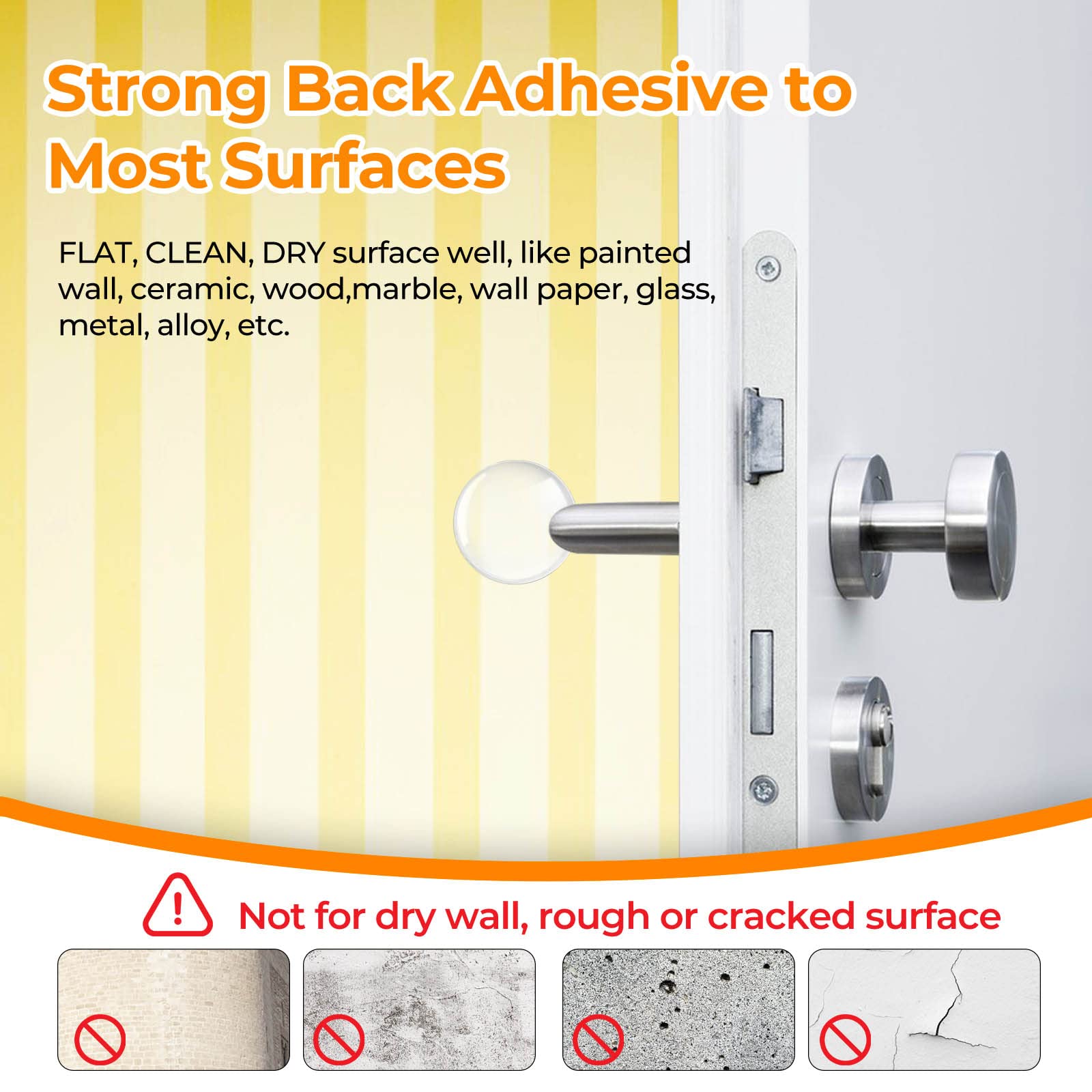 Door Stoppers Wall Protector, Quiet & Reusable Door Stop, 6pcs 1.57in Wall Protectors from Door Knobs, Strong Adhesive to Most Surfaces(Clear)