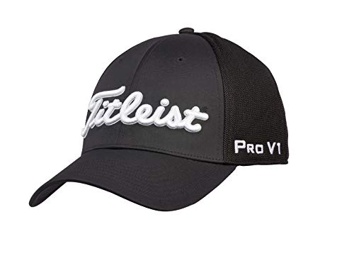 Titleist Men's Tour Sports Mesh Golf Hat, Black/White S/M