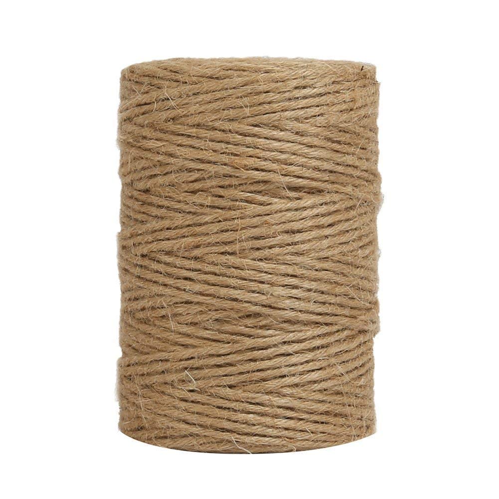 Tenn Well Jute Twine, 328Feet 2.32mm 6Ply Natural Garden Twine, Heavy Duty Twine String for Crafts, Gift Wrapping, Gardening, Packing, Christmas Decorations