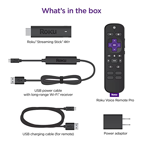 Roku Streaming Stick 4K+ Streaming Device 4K/HDR/D. Vision with Roku Voice Remote Pro (Renewed)