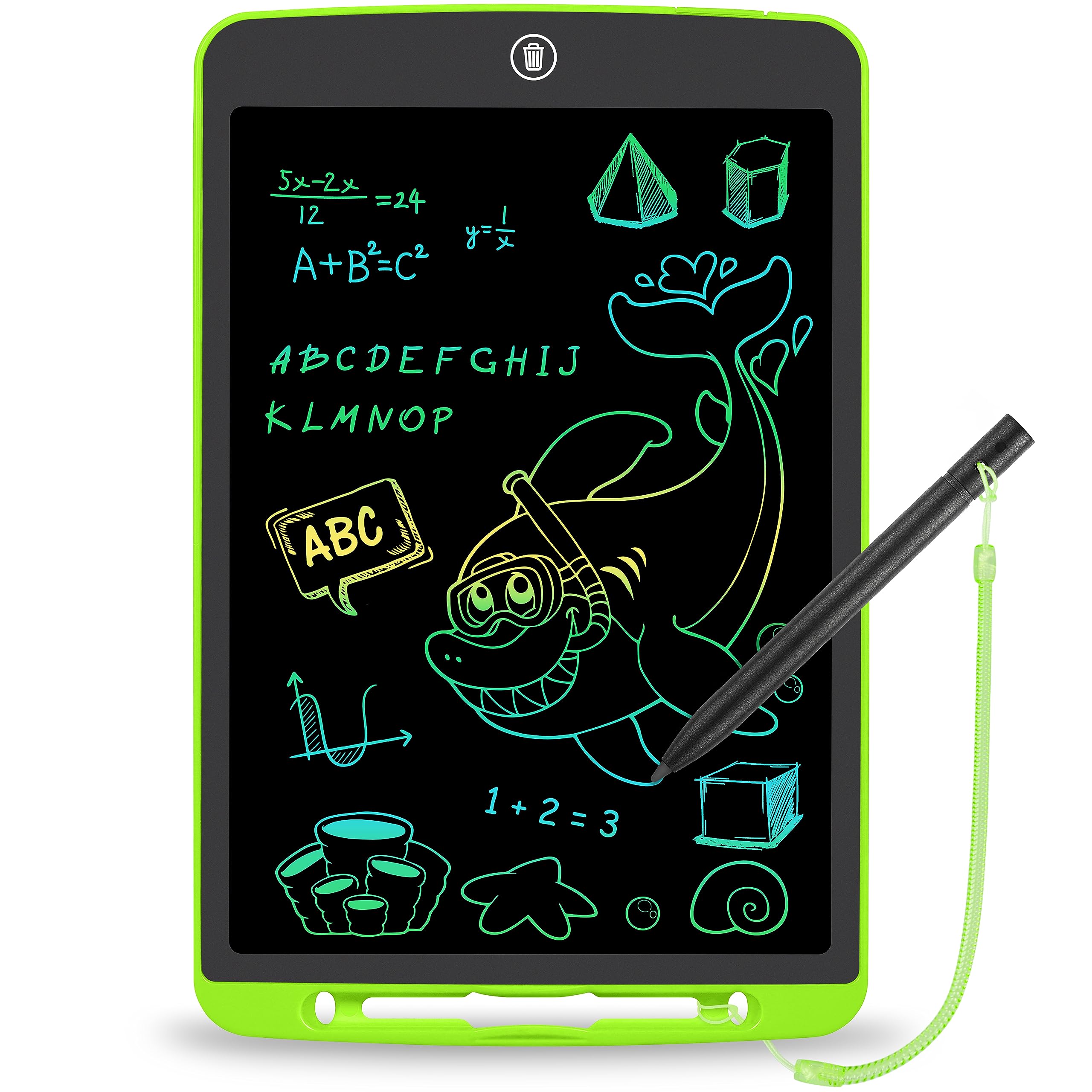 STREET WALK LCD Writing Tablet for Kids,12 Inch Colorful Educational Drawing Tablet, Erasable Reusable Electronic Writing Board, Toddler Doodle Board, Learning Toy Gift for Boys Girls Ages 3-8(Green)