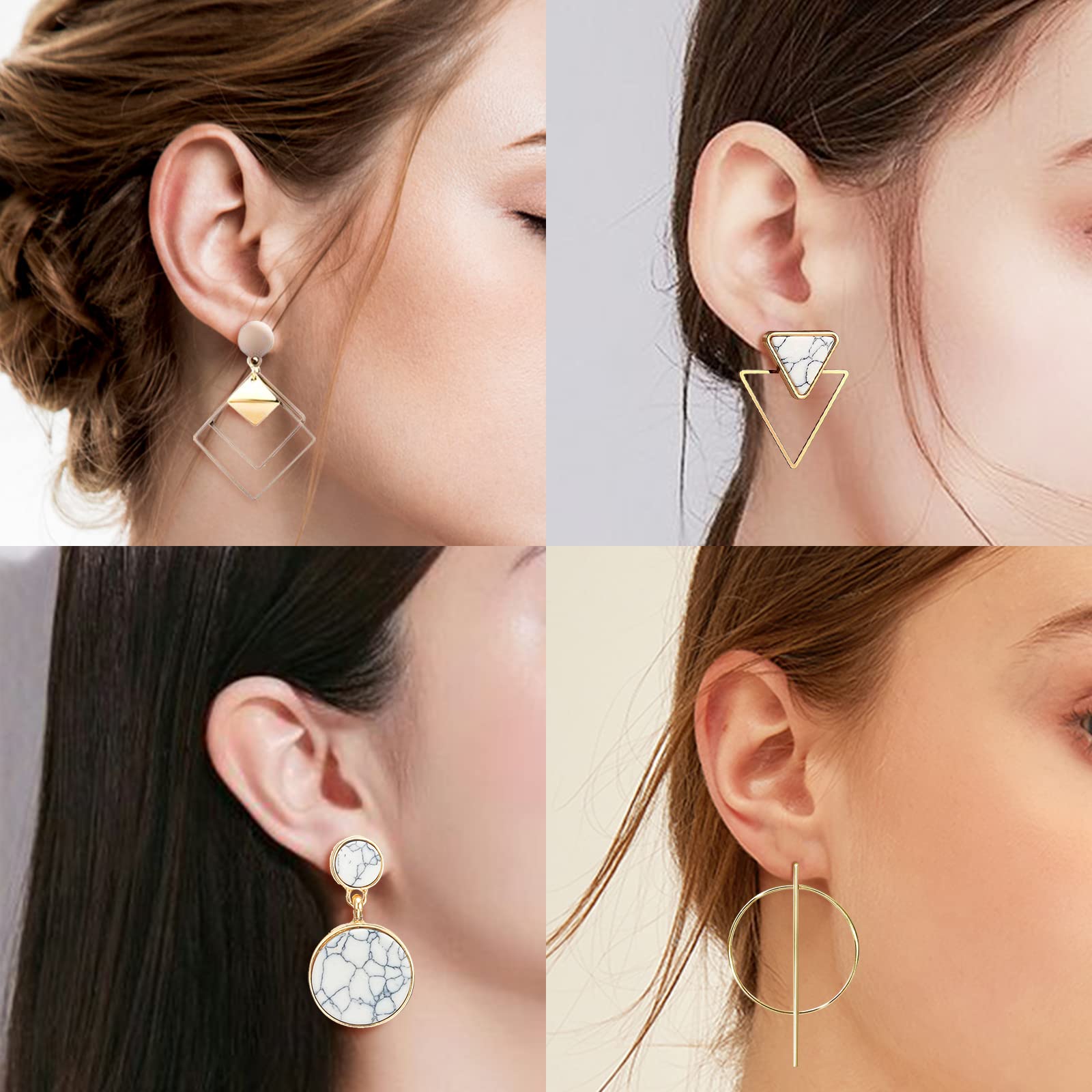 Fingwerk 9 Pairs Statement Earrings for Women Korean Earrings Statement Drop Dangle Geometric Earrings Set Jewelry Gifts