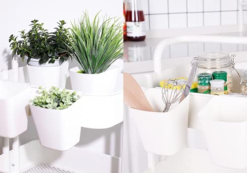Rikyo 4Pack Hanging Cup Holders,Trolley Basket Storage,Rolling Cart Accessories,4.75x4 Hanging Holder Storage Containers Hanging Buckets Hanging Bins,Plant Container Holder (Black)