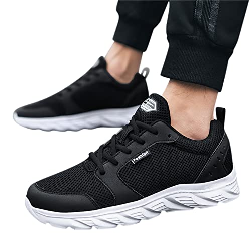 FASDNENDYS Fashion Summer and Autumn Men Shoes Mesh Breathable Flat Lightweight Casual Lace Up Mens Go Walk Max Sneaker White
