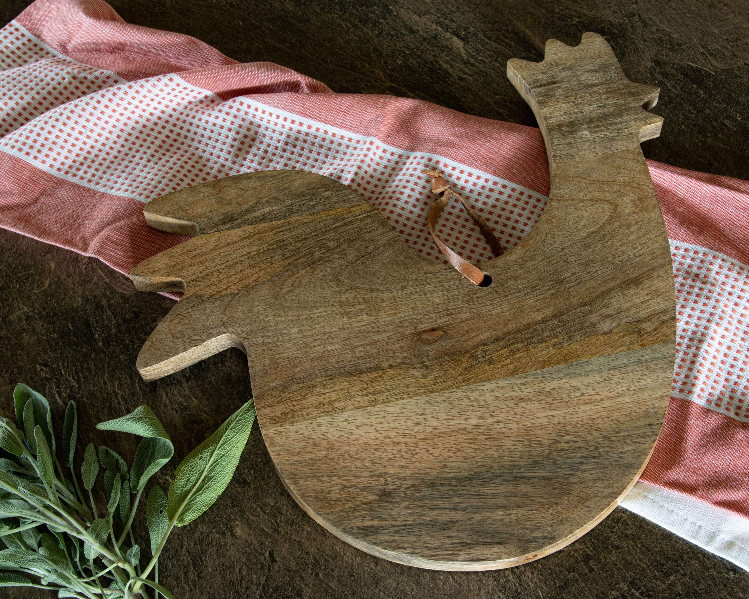 Foreside Home & Garden Wood Hen Shaped Kitchen Serving Cutting Board