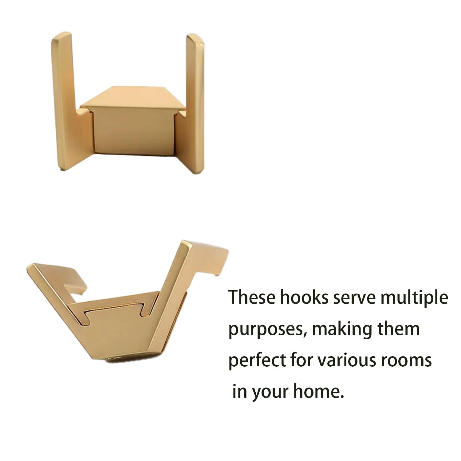 HDKXBEJ 4 Pack Gold Uniquely Designed Coat Dual Hooks, Wall Hooks Duty Double Prong Towel Hooks Wall Mounted Screw in Hooks for Bedroom Hooks Kitchen Hooks Bathroom Hooks
