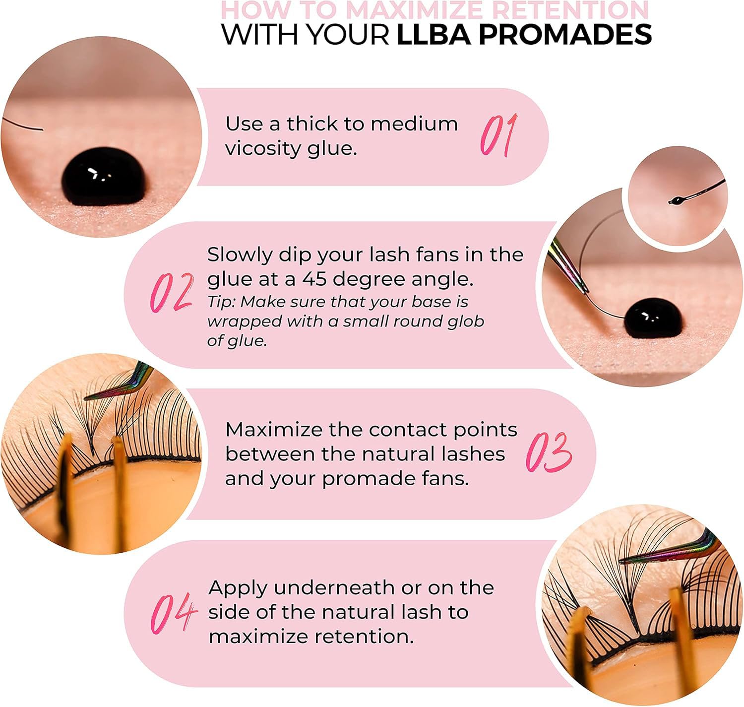 LLBA Promade Mix 750 Fans | Handmade Volume Eyelashes | Multi Selections From 5D To 12D | C CC D Curl | Thickness 0.03~0.1 mm | 9-18mm Length | Long Lasting | Easy Application 10D-0.03 D 13-14-15mm