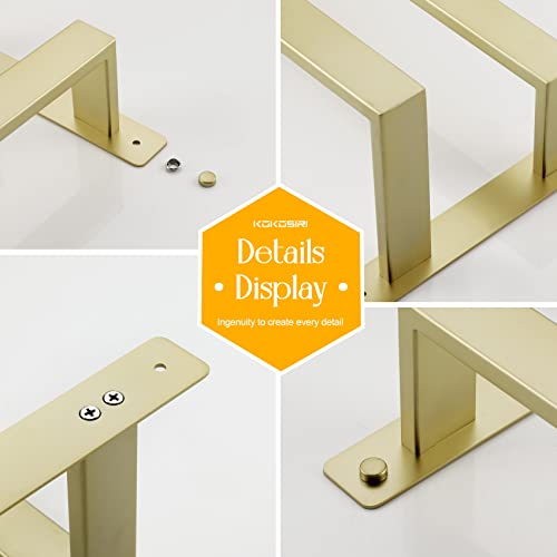 KOKOSIRI 32'' Towel Bars Bathroom 2-Tiers Ladder Bath Towel Hook Wall Mount Square Robe Hook Coat Hook Brushed Gold B5008BG-L32+B1010BG-P2