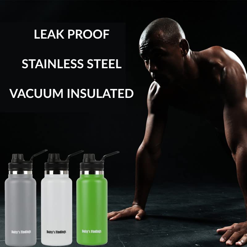 DAISY'S FINDINGS Insulated Water Bottle | Stainless Steel Water Bottles | Water Bottle For Hiking | Sports Water Bottle | 32 Oz Insulated Water Bottle | Simply Modern Water Bottle | White