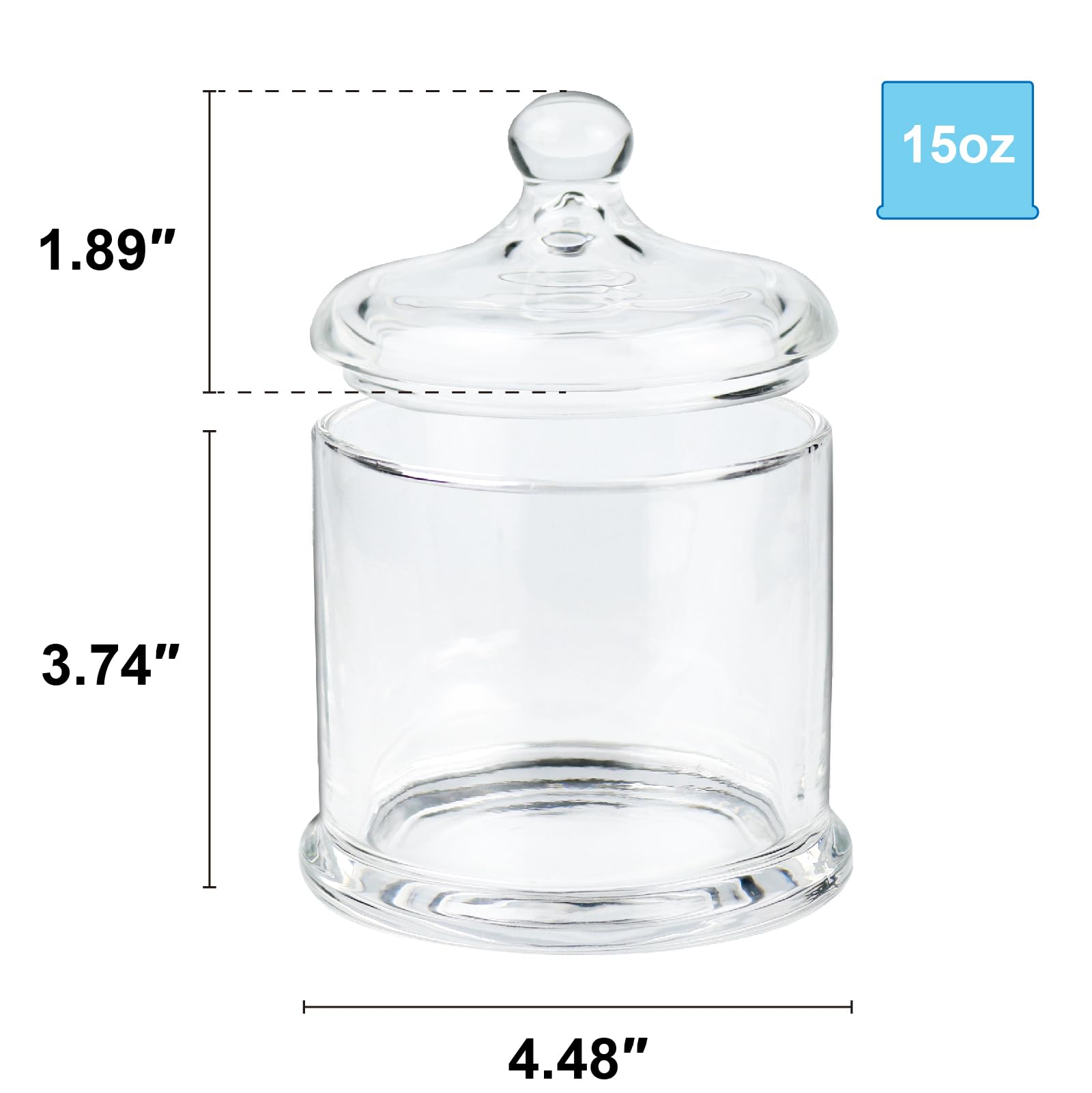 Iyulania 2 Pack Clear Glass Jars with Lids for Bathroom Organizers and Storage, Women Vanity Accessories