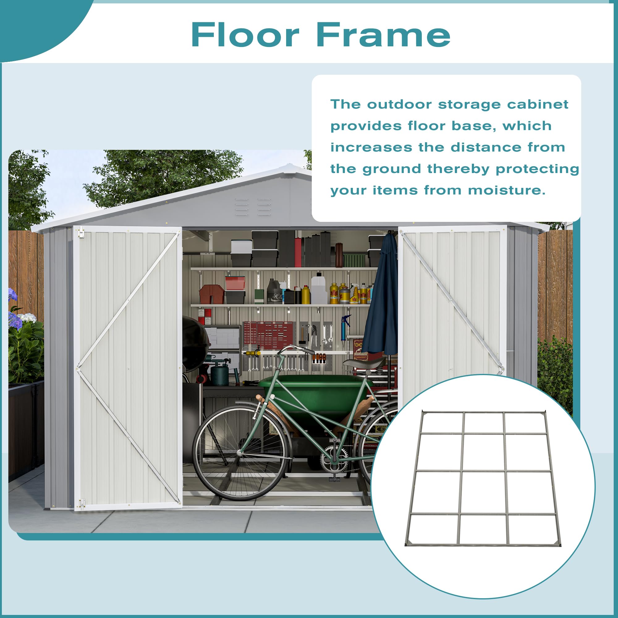 Large Outdoor Storage Shed, 10' X 12' Metal Galvanized Steel Garden Shed with 4 Vents, Utility Tool Shed Storage House for Backyard, Patio, Lawn