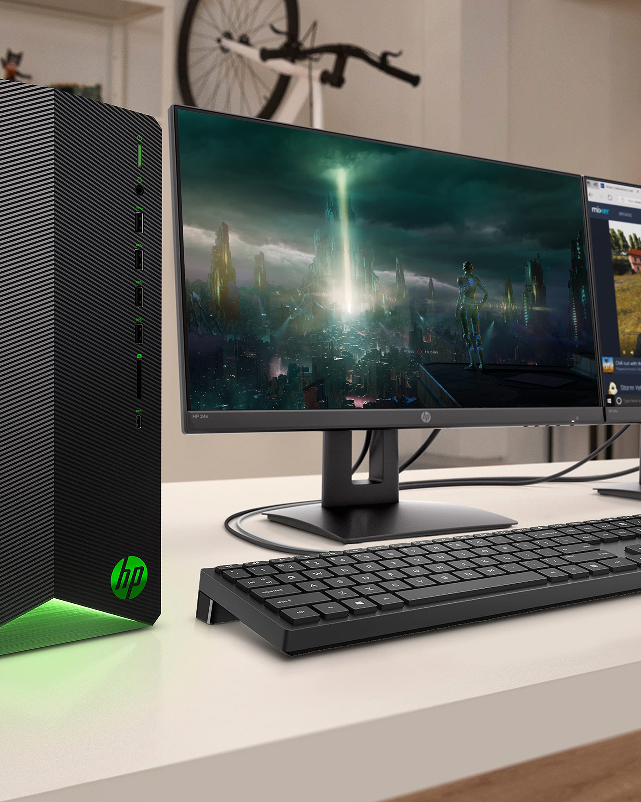 HP Pavilion Gaming PC AMD Ryzen 5 5600G Processor, 8 GB RAM, 512 SSD, Windows 10 Home Wi-Fi & Bluetooth 4.2 Combo, 9 USB Ports, Pre-Built Tower, Mouse and Keyboard (TG01-2030) (Renewed)