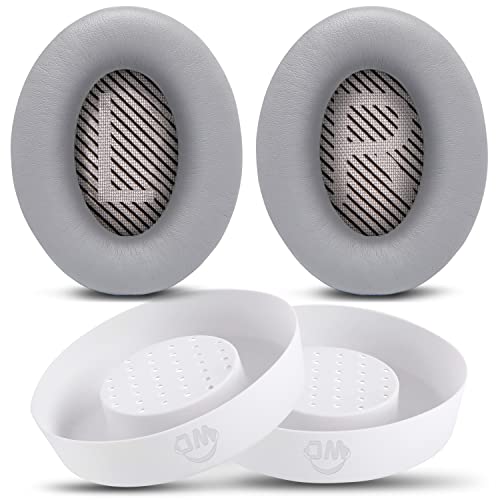 WC Earpads and SweatZ Protective Ear Covers Compatible with Bose QC35 & QC35ii(QuietComfort 35) | Silver & White