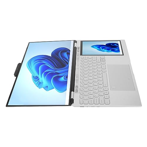 Double Screen Laptop, 1920x1080 15.6 Inch Business Laptop with 7 inch HD IPS Sub Screen, Fingerprint Recognition, Handwriting Touch, RGB Backlight Keyboard (16GB+2TB U.S.