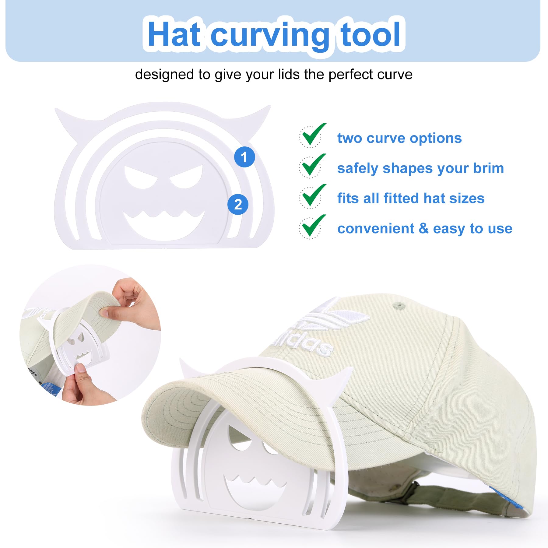 Hat Washer for Baseball Caps - 2 Pack Hat Washer for Washing Machine, Hat Cleaner, Hat Storage for Adult/Kid'S Hat Dishwasher Holder, Hat Protector Racks, Including 2 Pack Hat Bill Shaper, White
