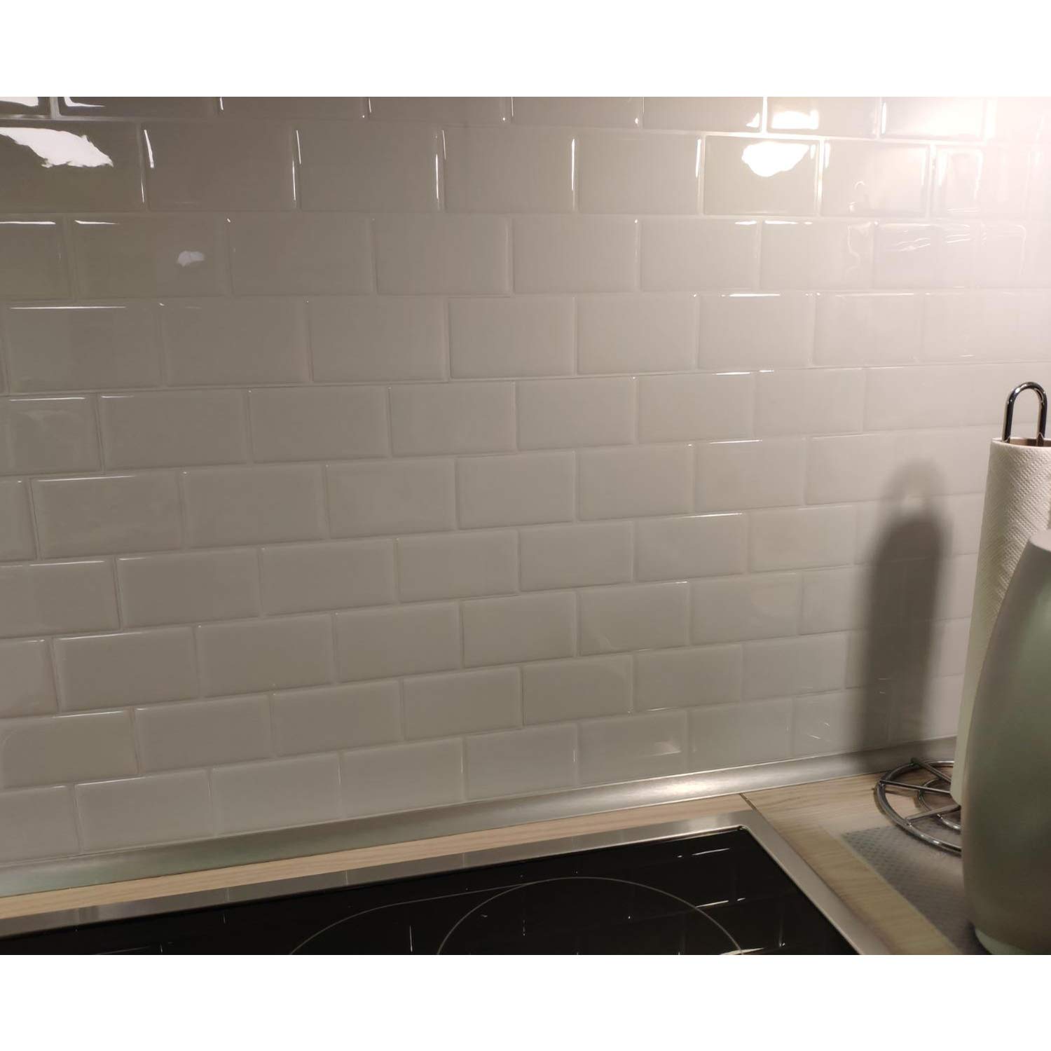 Deco i Amour Peel and Stick Tile Backsplash for Kitchen Bathroom, Self Adhesive Stick On Tile, 10 x 10 inch, Subway White, 5 Sheets
