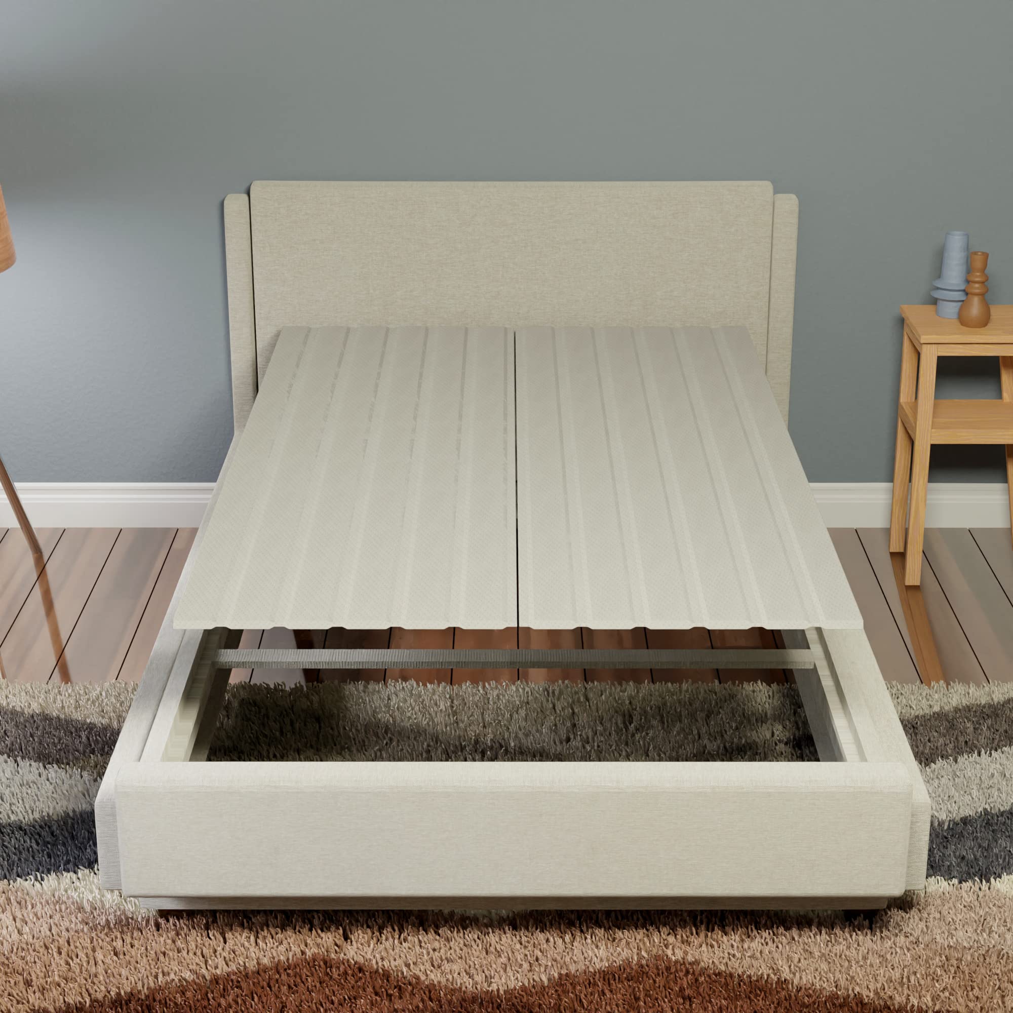 Mayton, 0.75-Inch Heavy Duty Vertical Mattress Support Wooden Bunkie Board/Bed Slats with Cover, Queen