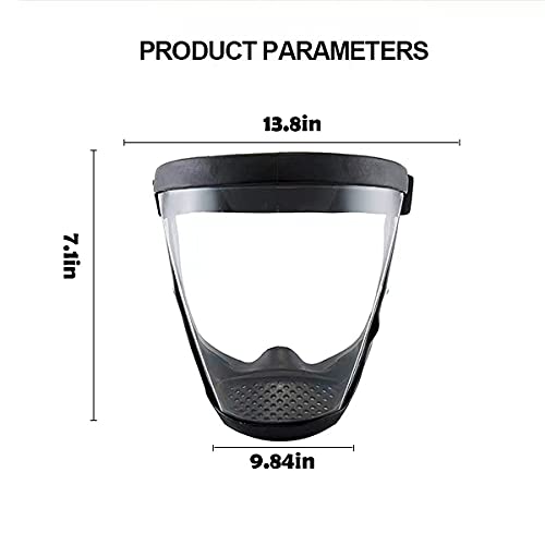 Full Face Shield, Super Protective Anti-Fog Transparent High-Definition Face Shield for Adults (Black)