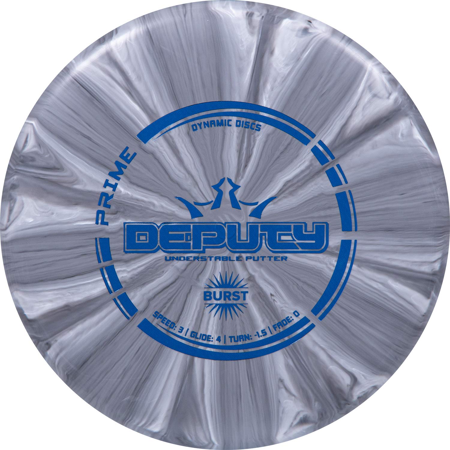 Dynamic Discs Prime Burst Deputy Disc Golf Putter, PDGA Approved, Men and Women Frisbee Golf Putter, 170g Plus Understable Putt, Easy to Throw, Stamp Color & Burst Pattern Will Vary, Gray