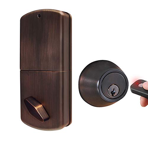 MiLocks WF-02OB Digital Deadbolt Door Lock with Keyless Entry via Remote Control for Exterior Doors, Oil Rubbed Bronze