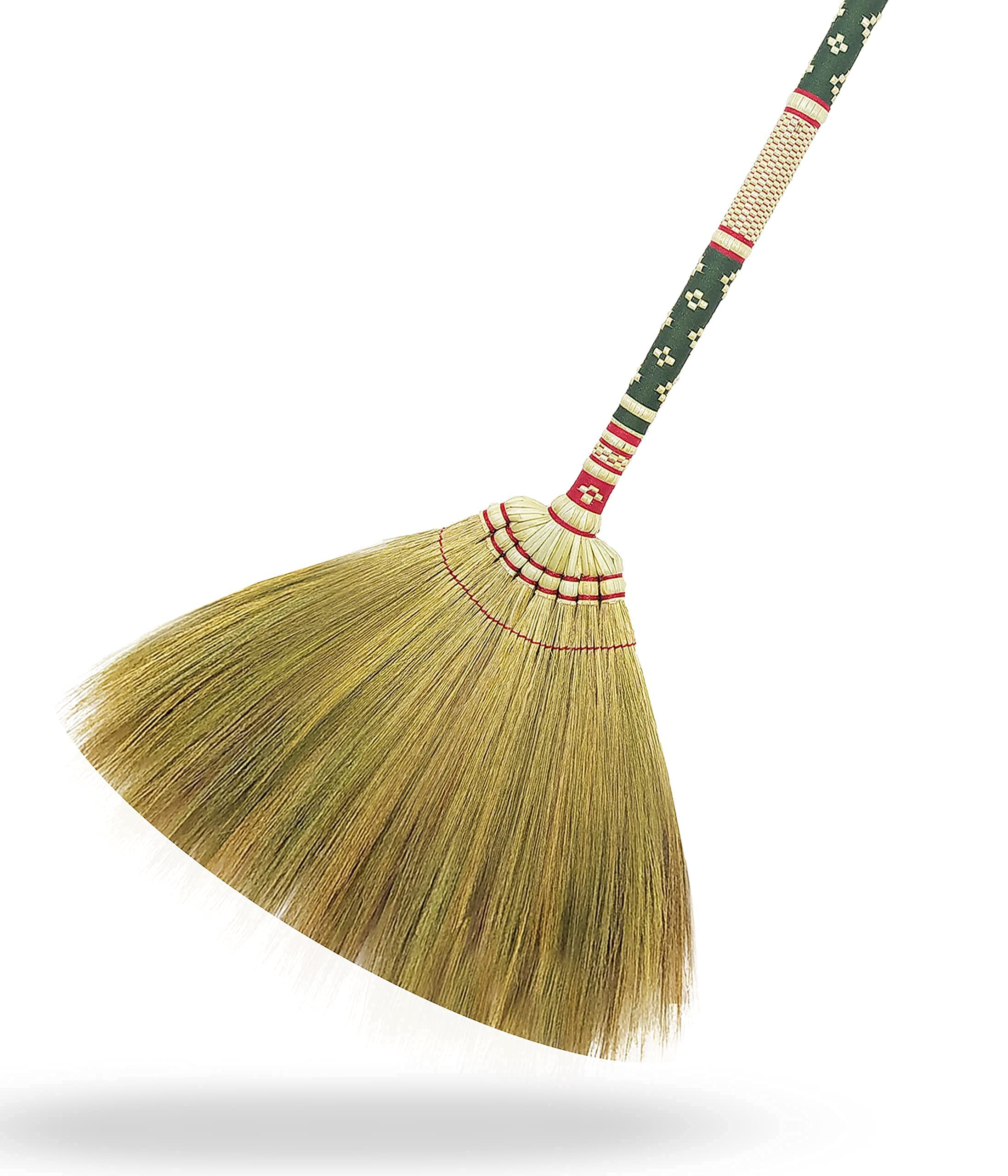 Thai Vintage Retro Grass Broom Stick,Asian Straw Broom for Wedding Jumping,Witch Broom,House Broom,Long Broom with Solid Wood Handle Primitive Sweeping Dirt Dust Garbage