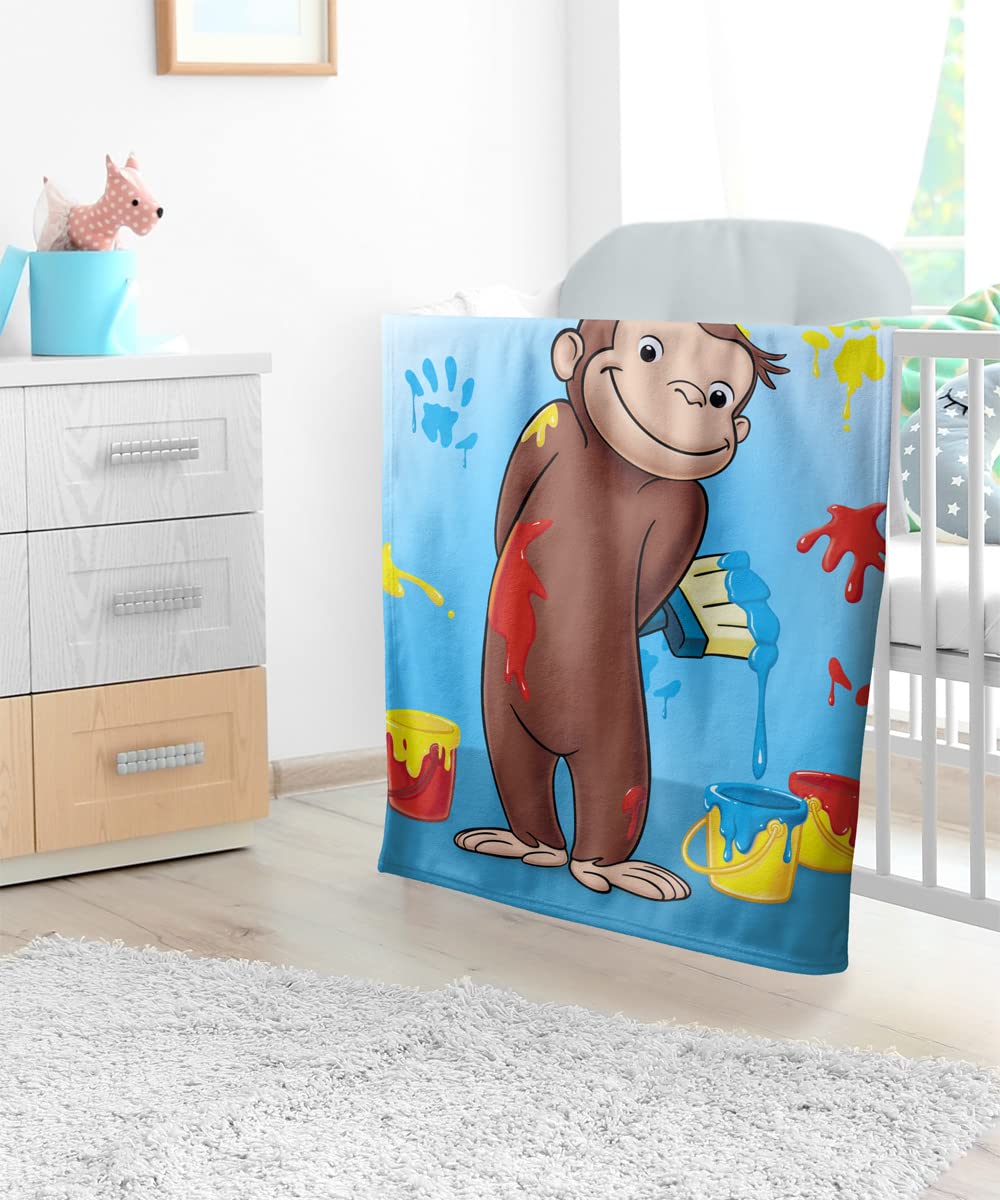 LOGOVISION Curious George Lightweight Baby Blanket, 30"X40", Paint Unisex for Infants Girls & Boys