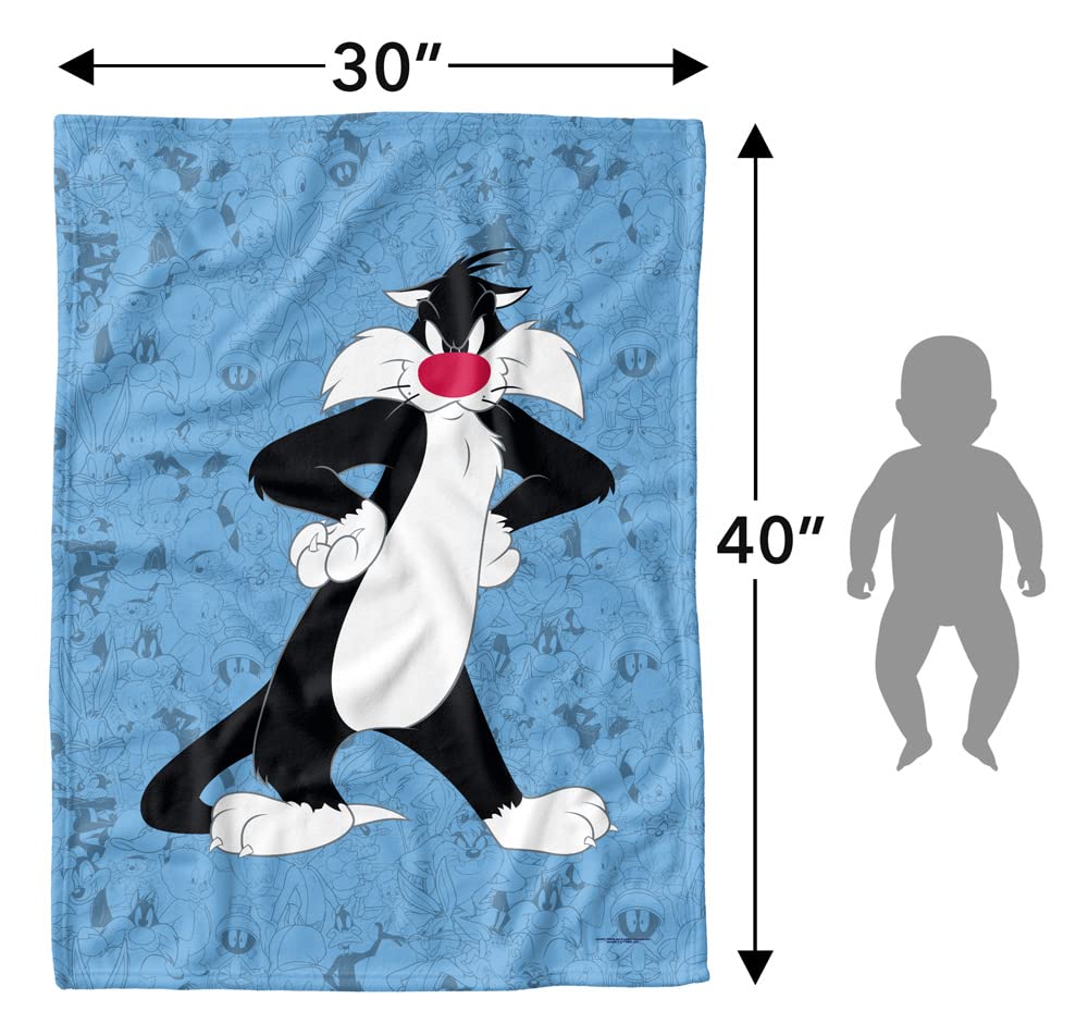 LOGOVISION Looney Tunes Lightweight Baby Blanket, 30"X40", Sylvester Character Unisex for Infants Girls & Boys