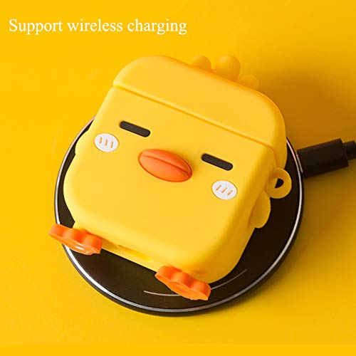 LUVI Compatible with Airpods Pro2 Case Cute Cartoon Lovely Duck Chicken Soft Rubber Silicone Flexible 3D Cover with Hand Strap Support Wireless Charging Luxury Fashion Skin for Airpods Pro2