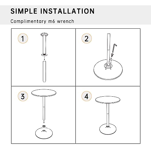 Round Bar Table 40" Height Modern Pub Table with Solid Top and Sturdy Metal Base, High Top Table for Kitchen, Dining Room, Bistro, Cocktail, Black