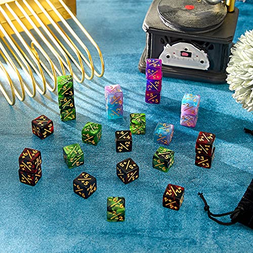 Sumind 48 Pieces MTG Dice Counters Token Dice Compatible with Magic The Gathering Dice Glitter D6 Dice Cube Loyalty Counter Dice Compatible with MTG, CCG, Card Gaming Accessory (Delicate Style)