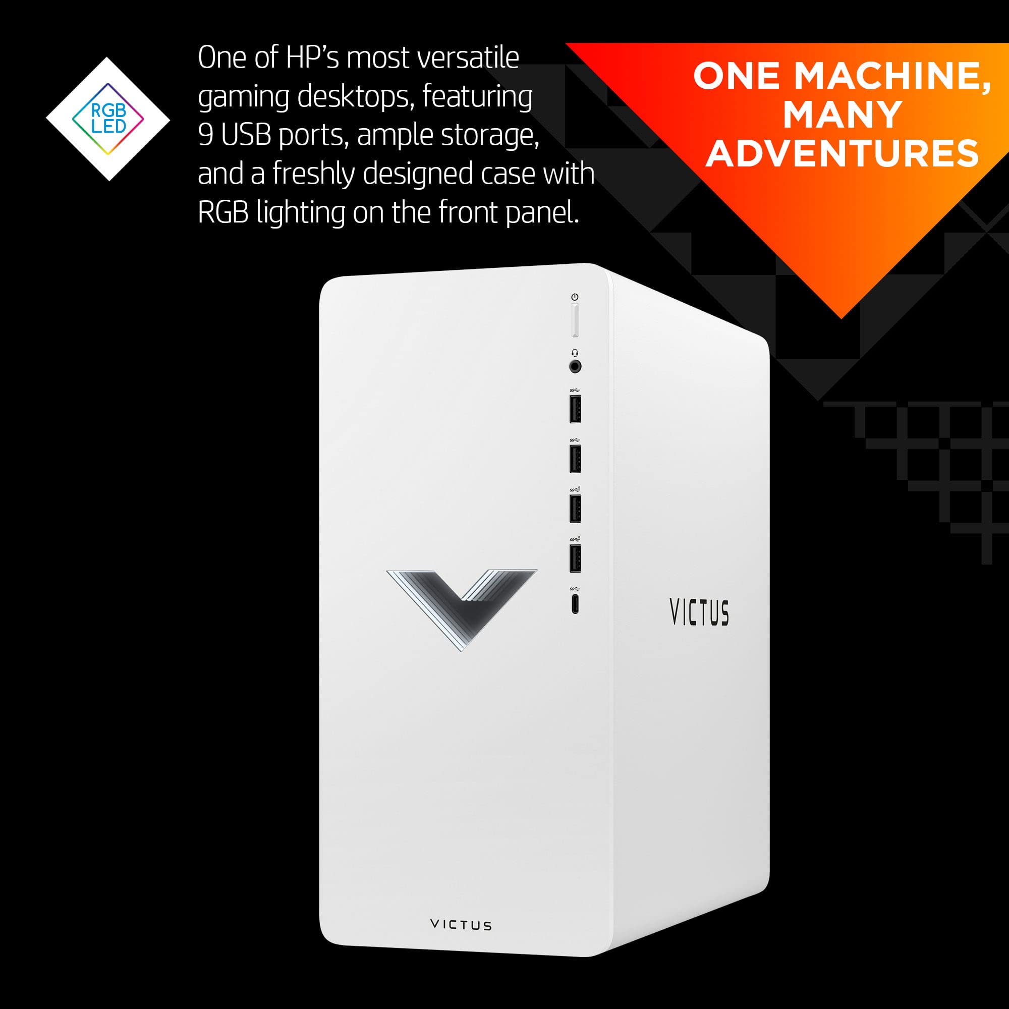 HP Victus 15L Gaming Desktop PC 2022 Newest, AMD Ryzen 5 5600G Processor, 32GB RAM, 1TB SSD, AMD RX6400 Graphics, Wi-Fi, Bluetooth, Ceramic White, Windows 11 Home, Bundle with JAWFOAL