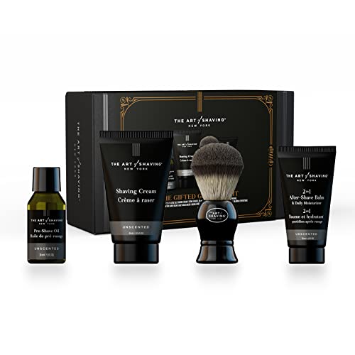 The Art of Shaving Unscented Gifted Groomer Kit - Pre-Shave Oil, Shaving Cream, Shaving Brush & After-Shave Balm, 4 count (Pack of 1)