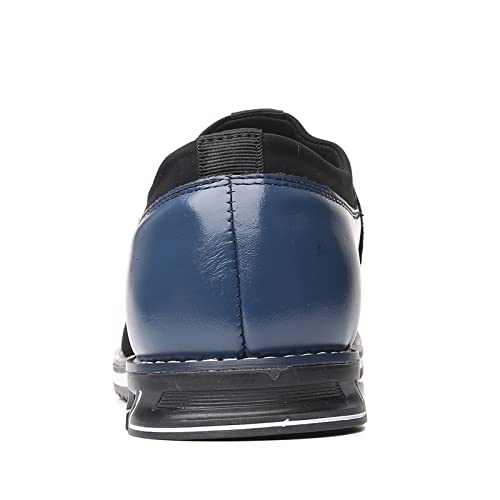 FASDNENDYS Fashion Style Men's Breathable Comfortable Business Hook Loop Leisure Solid Color Leather Shoes Working Shoes Men Comfortable Blue