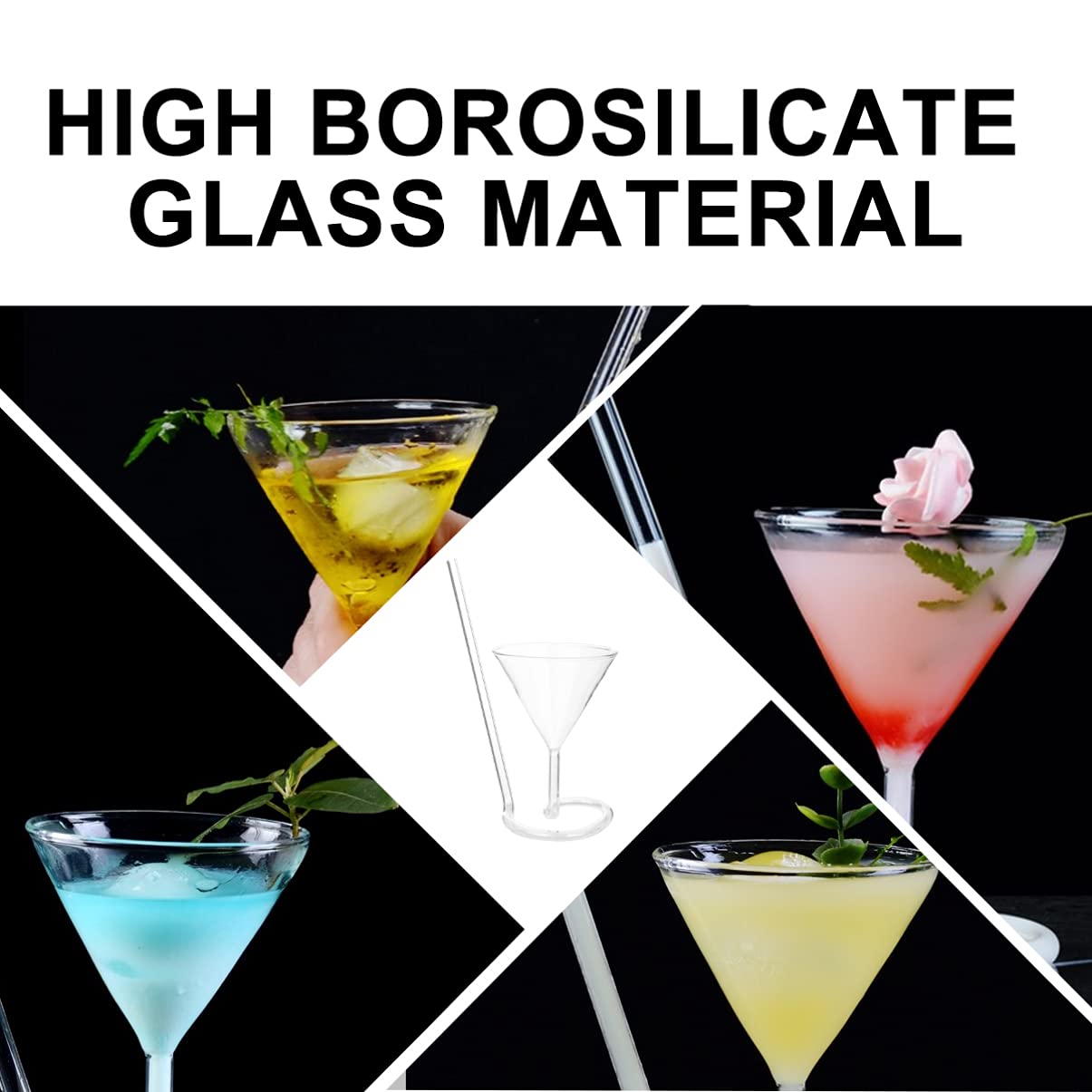 DOITOOL Spiral Cocktail Glass, Creative Vampire Filter Red Wine Glass, Long Tail Cocktail Straw Wine Glass Rotating Martini Glass, Transparent Red Wine Glass Wine Cup (Transparent) (2Pcs)