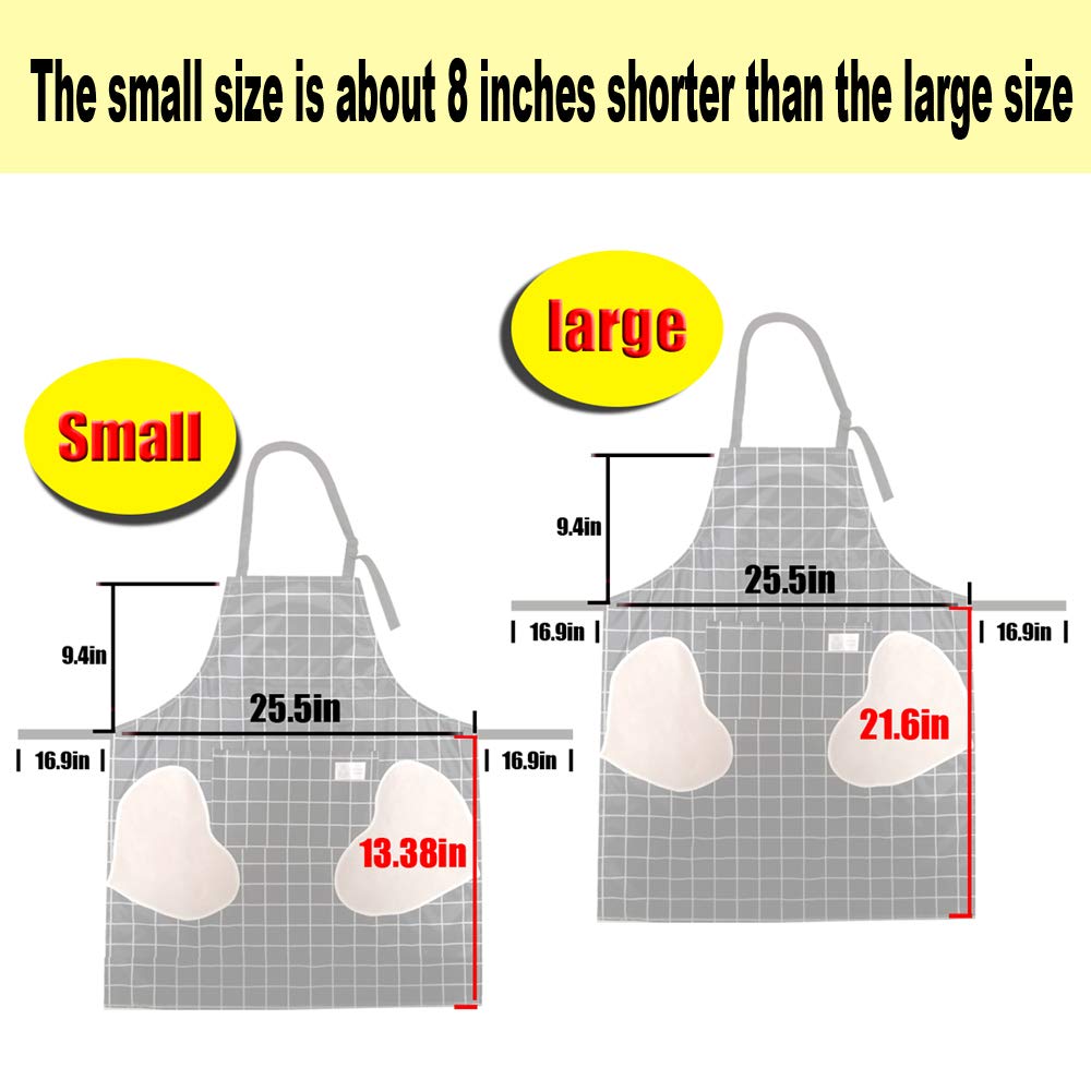Geounzay Aprons for Men, Cooking Kitchen Aprons, Waterproof Oil-Proof Erasable Hand Adjustable Bib Cooking Aprons with Pockets for Women Men Dishwashing Baking Grill Restaurant Durable Black (Small)