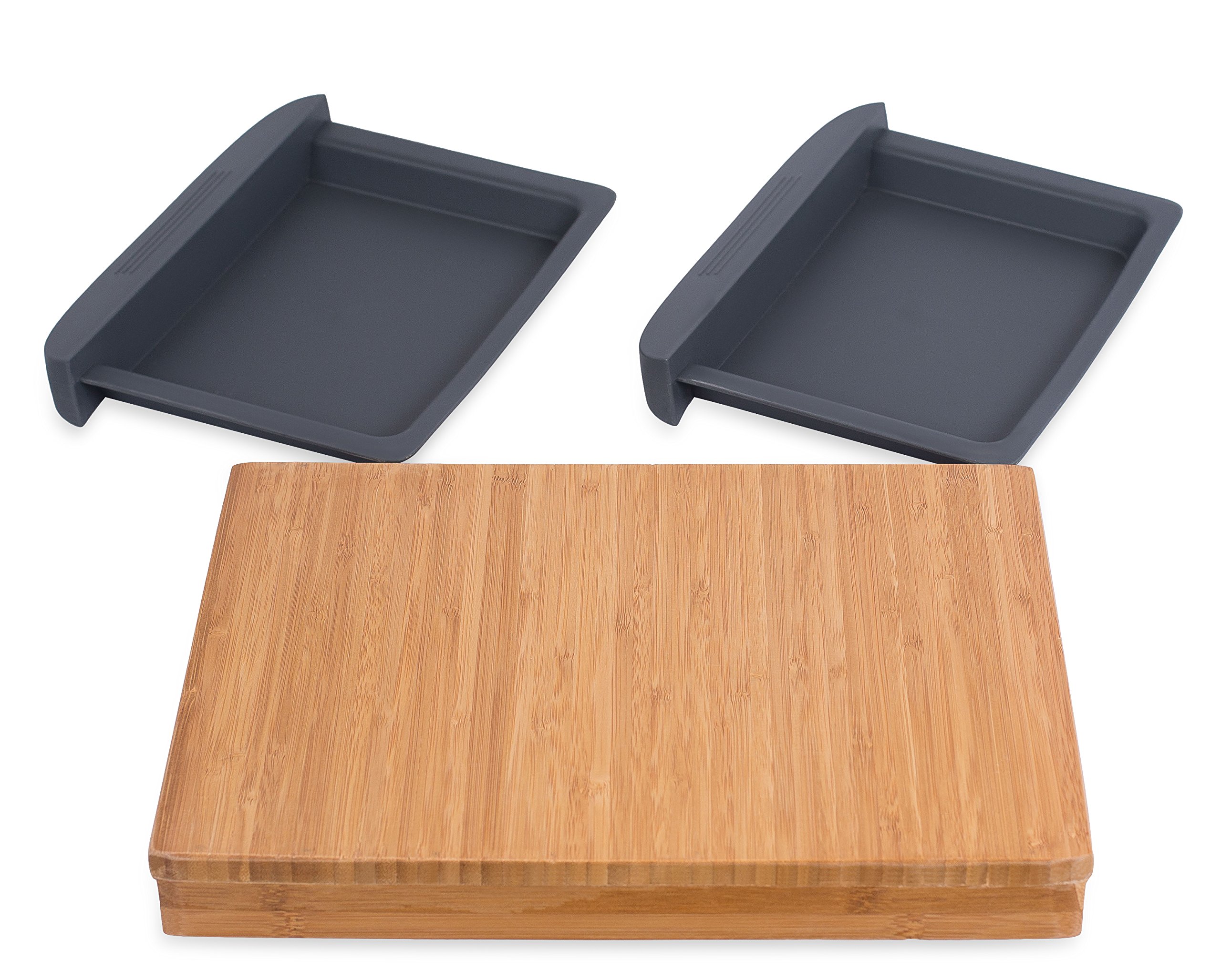 Internet’s Best Bamboo Cutting Board with Removable Drawer - Prep Storage - Chopping Slicing Wood Block Kitchen Board