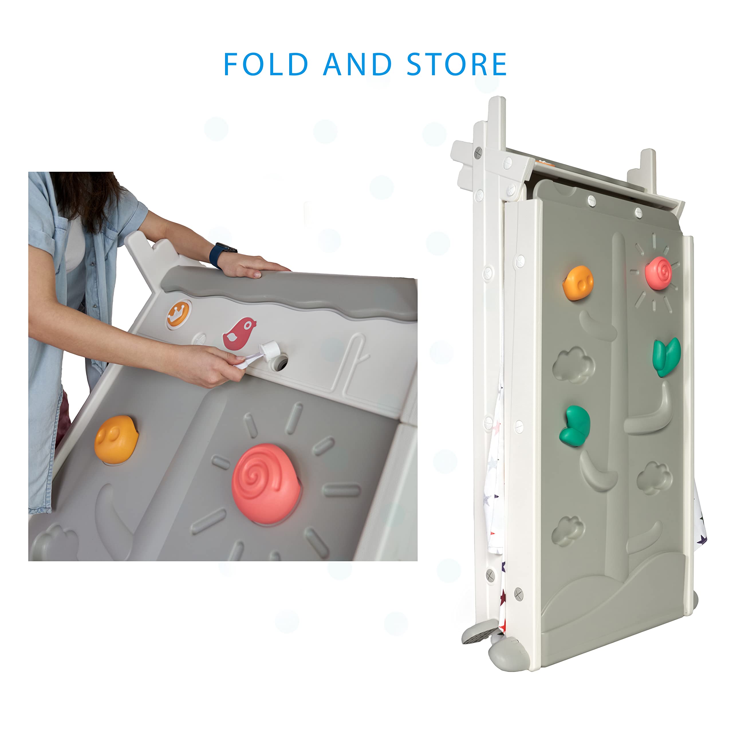 Foldable Kids Play House with Tent,4 in 1 Kids Tent Indoor Playground with Climber- Drawing Board - Tent for kids Indoor-Briks Baseplates Table - Smart Play Table -Indoor Play Tent Triangular