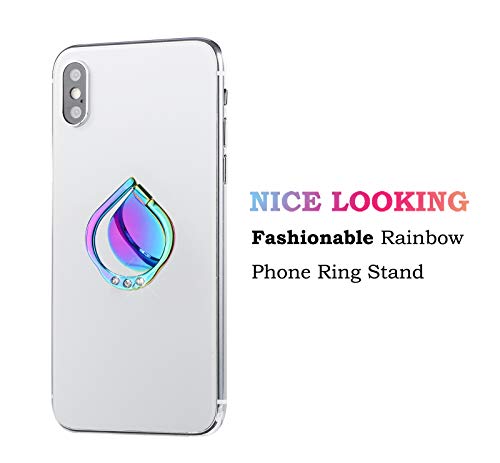 lenoup Rainbow Sparkle Cell Phone Ring Stand Holder,Glitter Bling Bling Rainbow Ring Grip Kickstand,360 Rotation Finger Ring for Almost All Phones,Pad