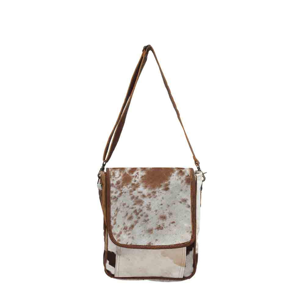 The Sidekick Genuine Hair-On Hide Leather Trim Messenger Bag