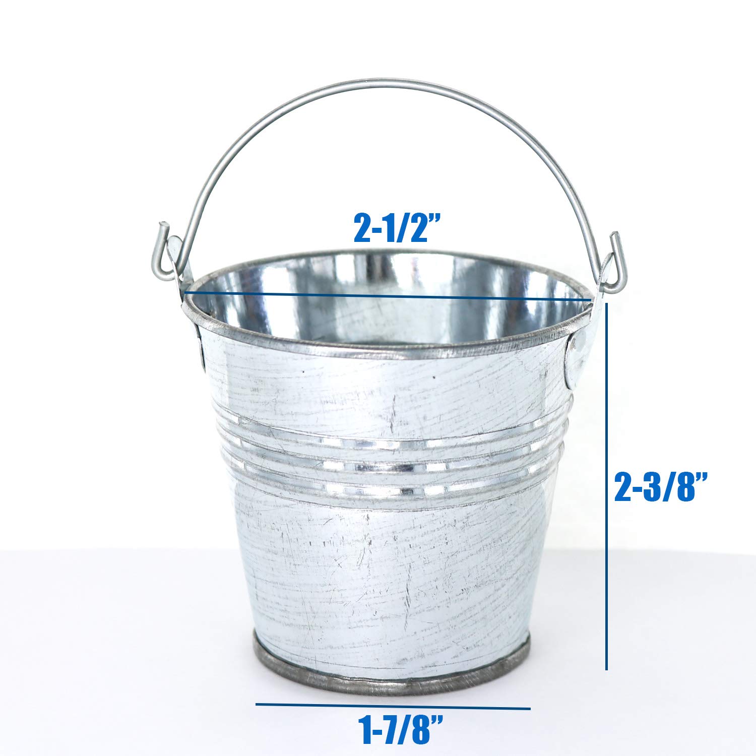 GIFTEXPRESS 12 Pack Mini Metal Buckets with Handles, Small Galvanized Tin Pails for Party Favor, Succulent, Wedding